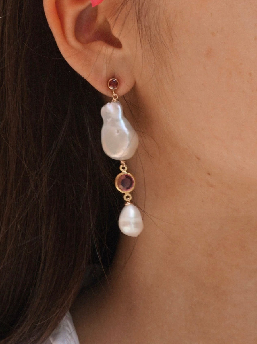 Pink Crystal Baroque Pearl Drops – NST Studio