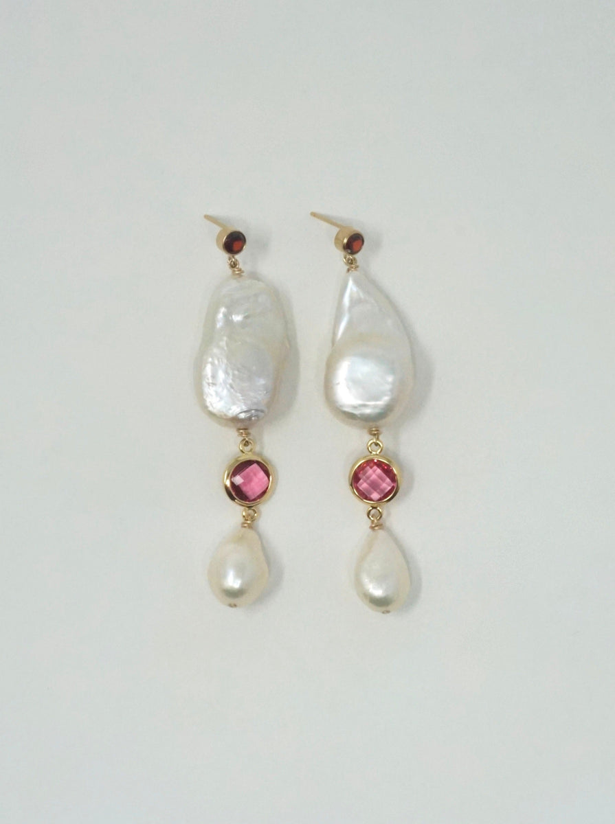 Pink Crystal Baroque Pearl Drops – NST Studio